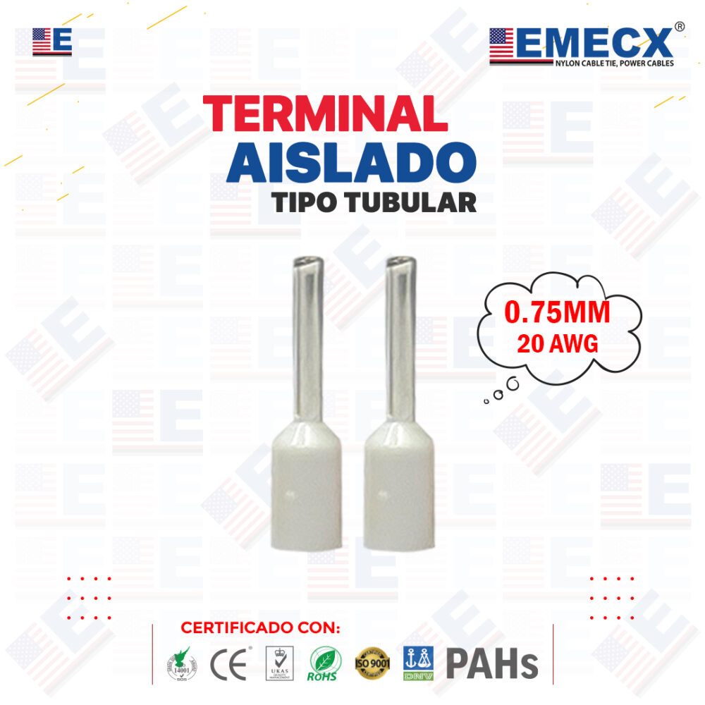 Terminal Tubular Blanco 20AWG - TERMINALES